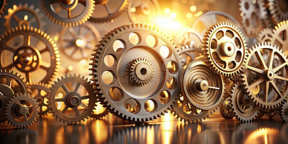 Golden Gears Interlocking in Complex Harmony, a Symbol of Precision and ...