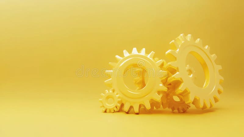 Golden Gears Interlocking Synergy. AI Generated Stock Illustration ...