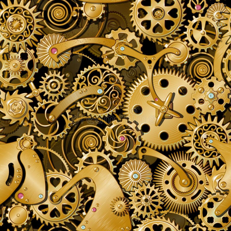 Golden Gears Pattern stock vector. Illustration of clock - 81248025