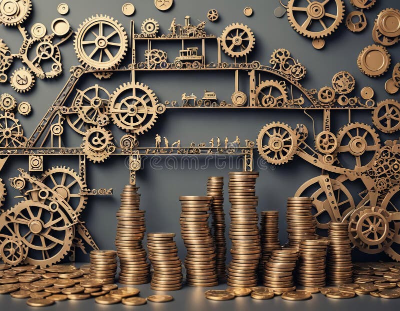 Golden Gears and Stacks of Coins in a Complex Machine. Generative AI ...