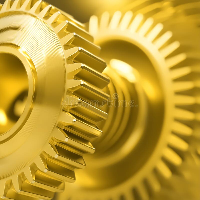Golden gearwheels stock illustration. Illustration of gearing - 323278161