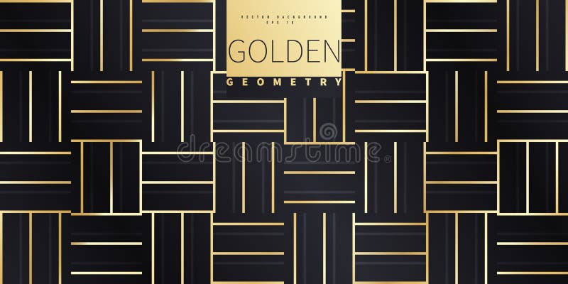 Golden Geometric Abstract Pattern. Luxurious Golden Linear Ornament ...