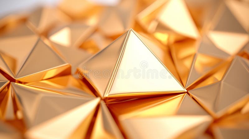 Golden Geometric Composition with Overlapping Pyramids in Abstract ...