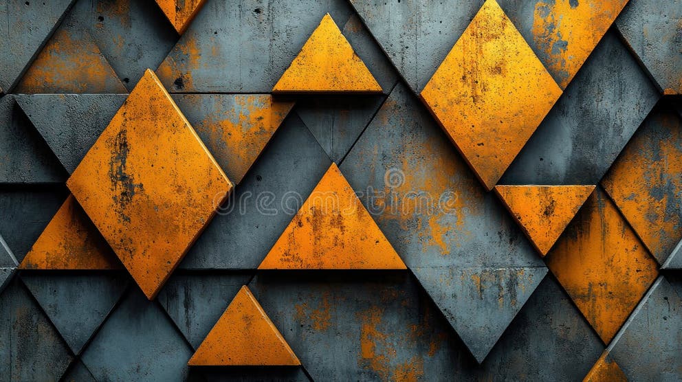 Golden Geometric Concrete Texture Background with Triangular Triangles ...