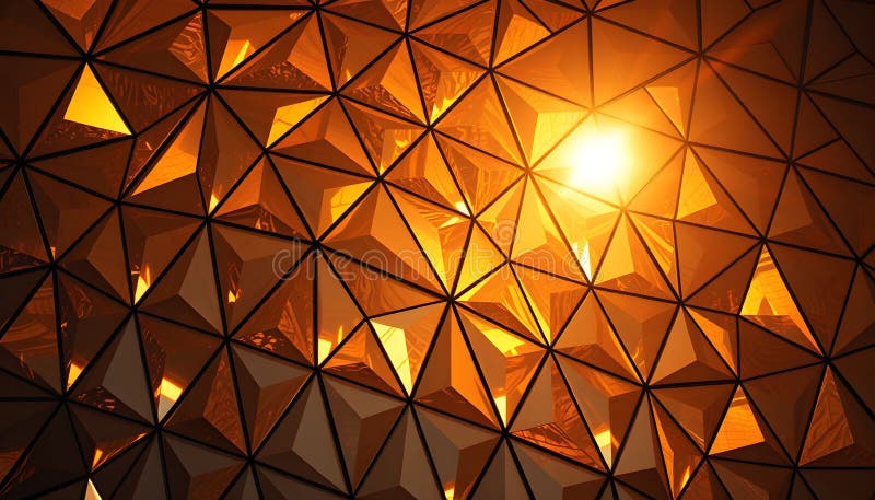 Golden Geometric Facets with a Radiant Central Light Source Stock ...