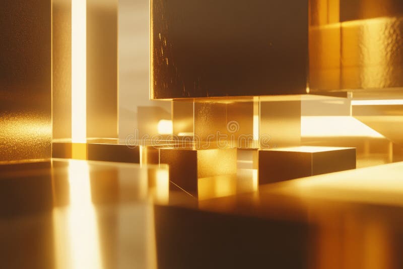 Golden Geometric Forms Shifting into New Positions, Creating a Fluid ...