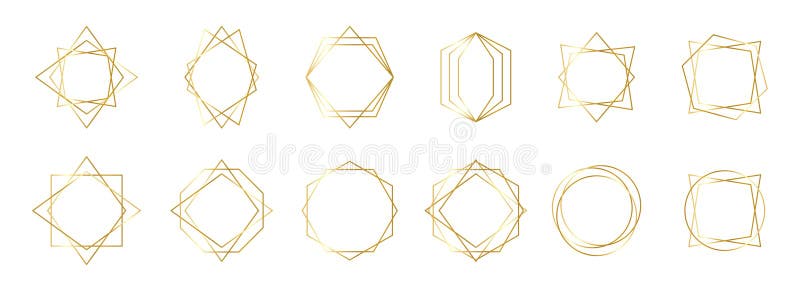 Golden Geometric Frames. Set of Golden Geometric Frames in Art Deco ...
