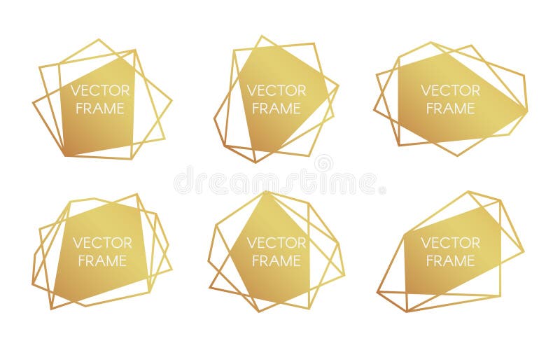Golden Geometric Frames. Vintage Frames for Wedding Invitation, Luxury ...