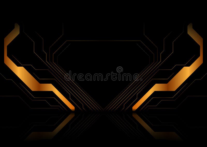 Golden Geometric Lines Abstract Futuristic Tech Background Stock Vector ...