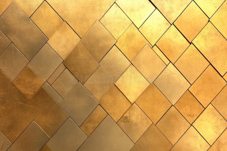 Golden Geometric Mosaic Tile Seamless Pattern Background with Abstract ...