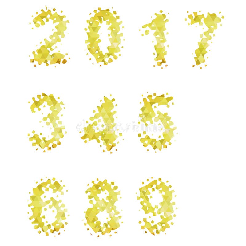 2017 Golden Geometric Numbers Stock Vector - Illustration of paper ...
