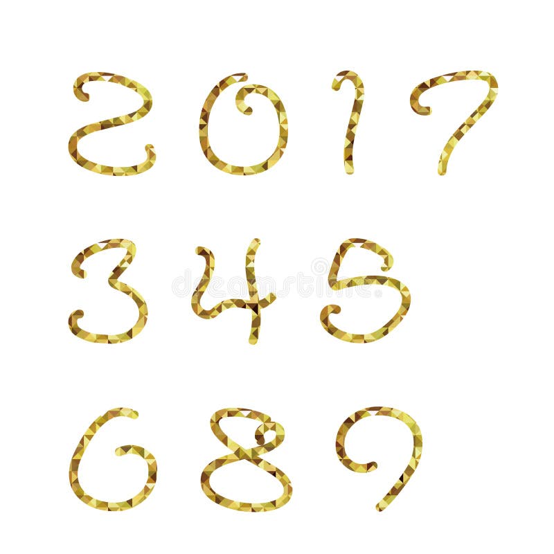 2017 Golden Geometric Numbers Stock Vector - Illustration of adornment ...