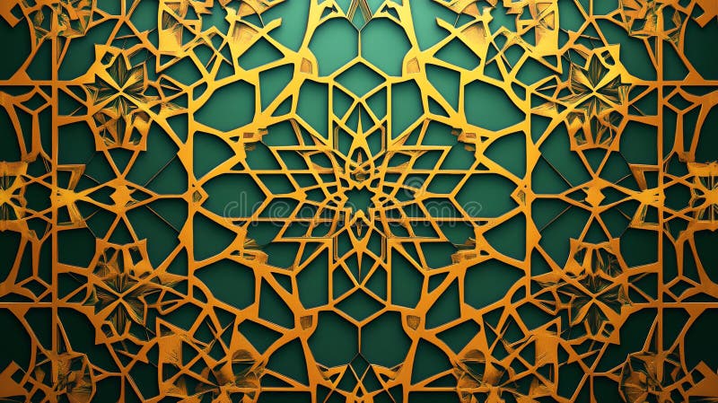 Golden Geometric Pattern: Intricate Design, Abstract Art, Elegant Islamic Background Stock Image ...