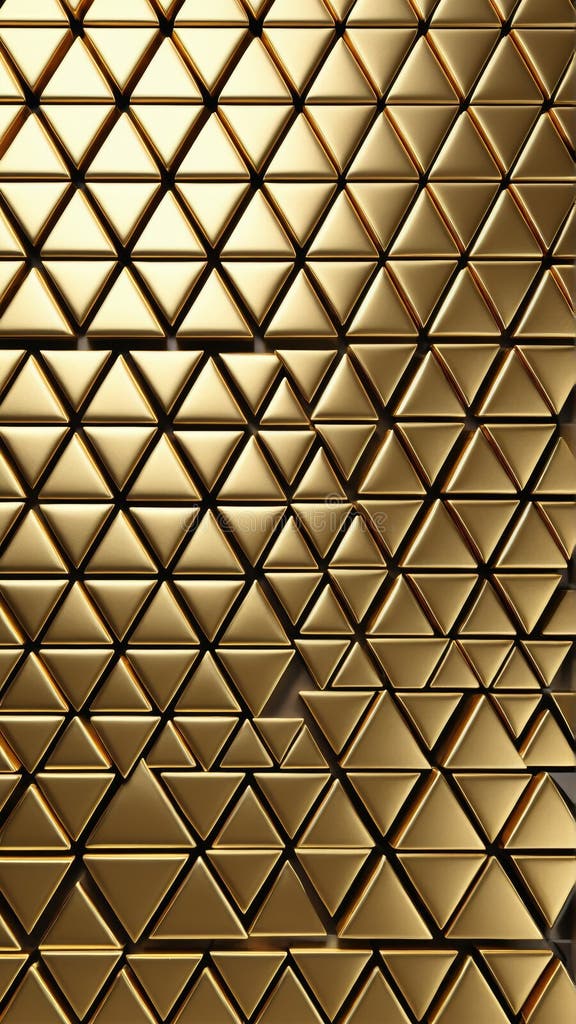 Golden Geometric Pattern with Triangular Shapes and Metallic Texture ...