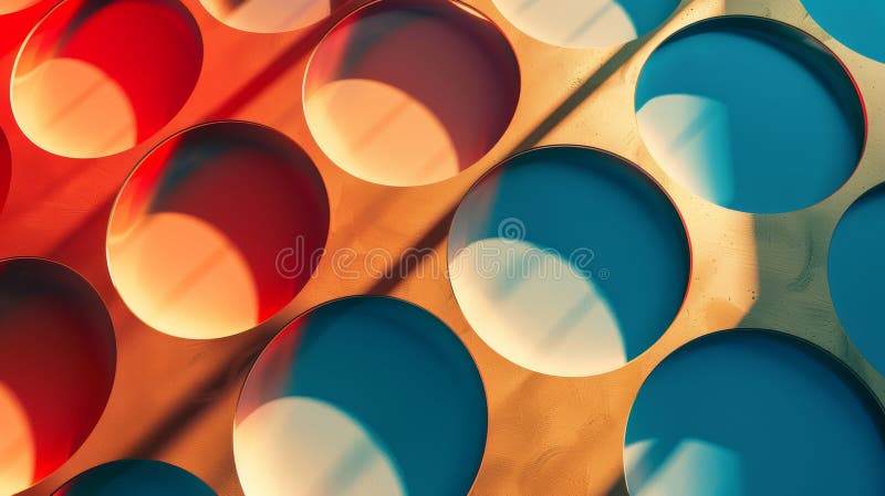 Golden Geometric Patterns on Blue and Red Gradient Background for a ...