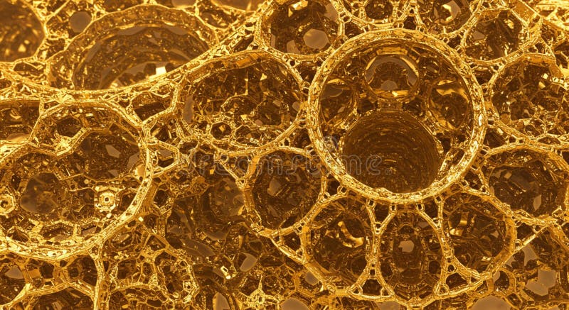 Golden Geometric Patterns with Interlocking Rings Create a Honeycomb ...