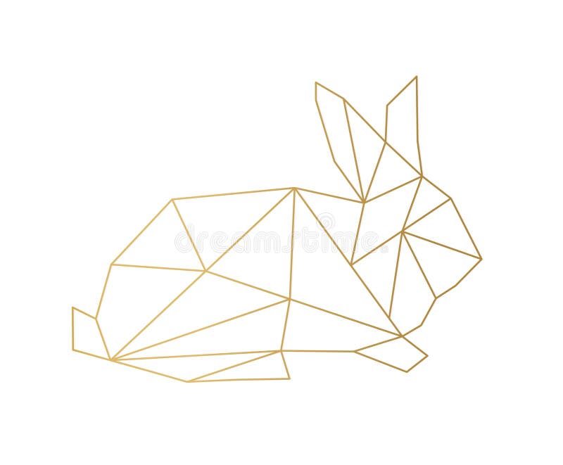 Golden Geometric Rabbit Silhouette Stock Vector - Illustration of ...