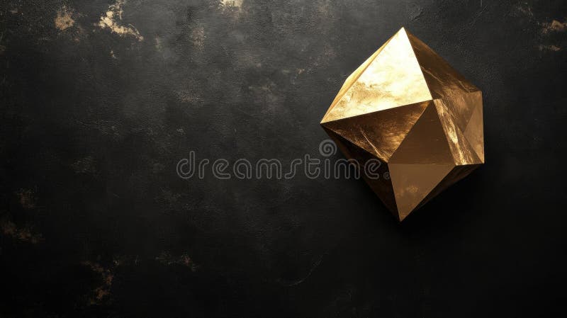 Golden Geometric Shape on Black Background - Minimalist Design Stock ...