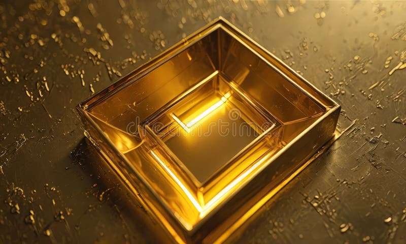 Golden Geometric Shape, Resembling Diamond or Cube, is Centered on ...
