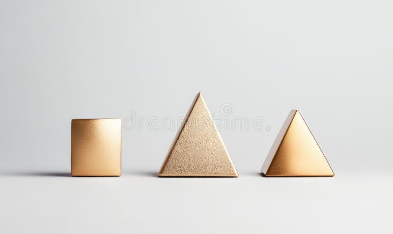 Golden Geometric Shapes, Including a Block, Triangular Prism, and ...