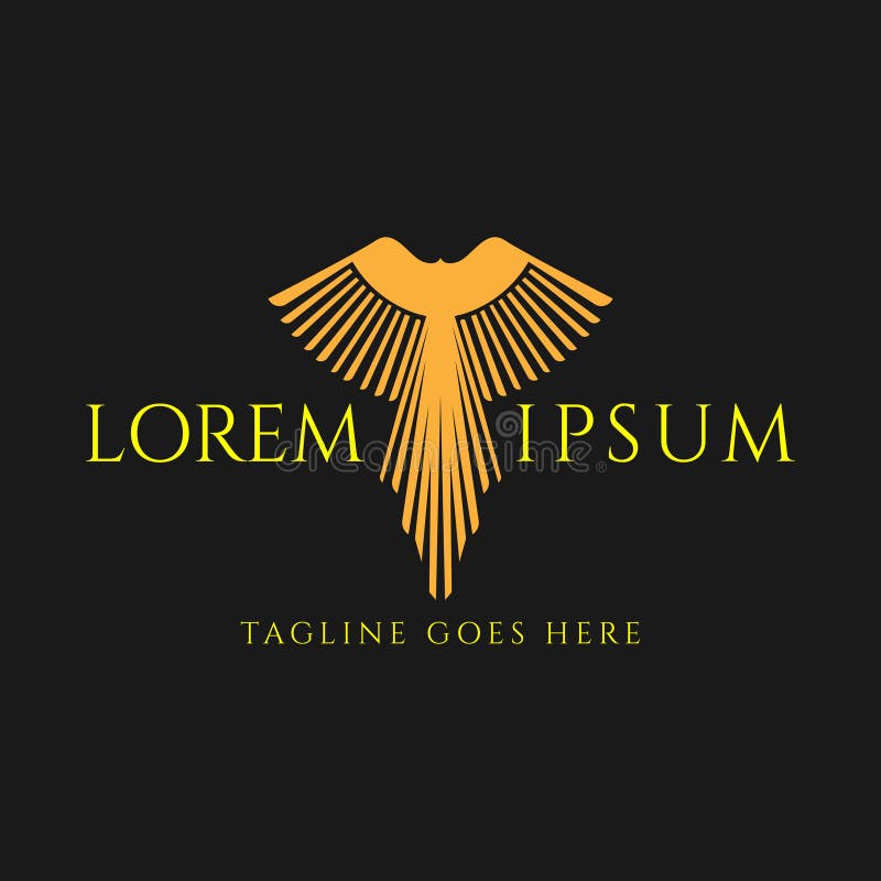 Golden Geometric Symmetrical Minimalist Eagle Hawk Falcon Kite Logo ...