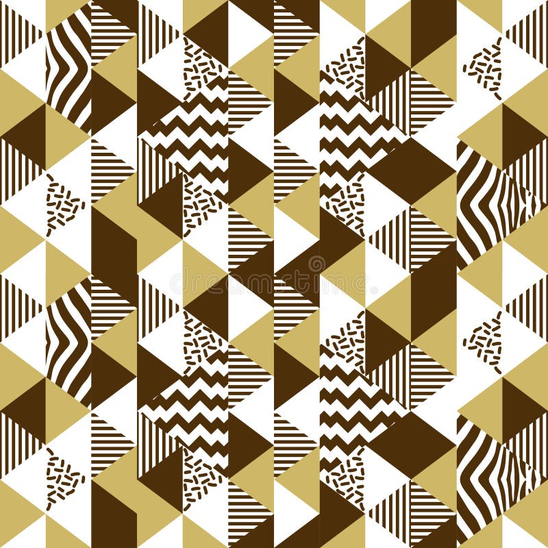 Golden Geometric Triangle Seamless Pattern Vector with Golden Colors ...