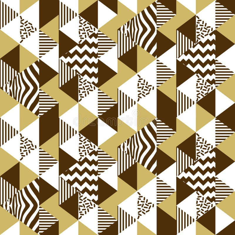 Golden Geometric Triangle Seamless Pattern Vector With Golden Colors ...