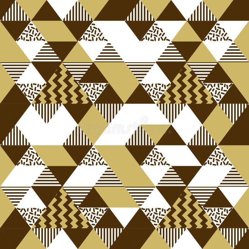 Golden Geometric Triangle Seamless Pattern Vector with Golden Colors ...