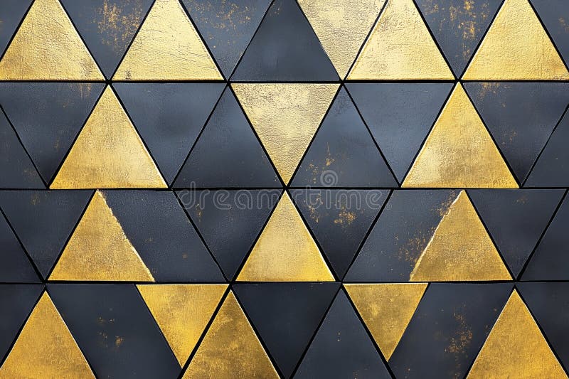 Golden Geometric Triangles on a Modern Wall Design in a Contemporary ...