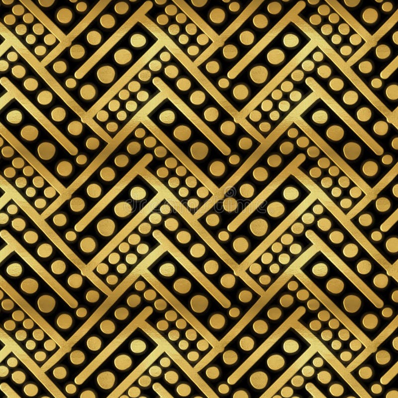 Golden Geometrical Repeating Pattern with Unique Texture and Hand-drawn ...