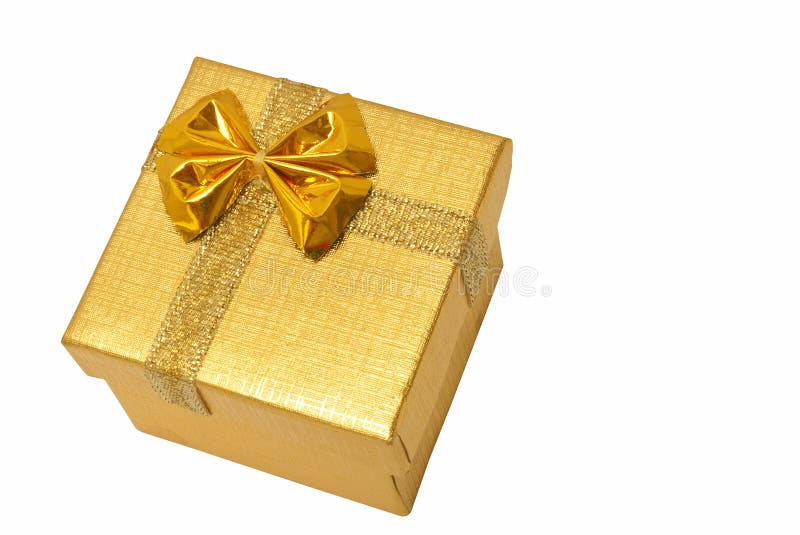 Golden gift box stock image. Image of gift, golden, white - 15133157
