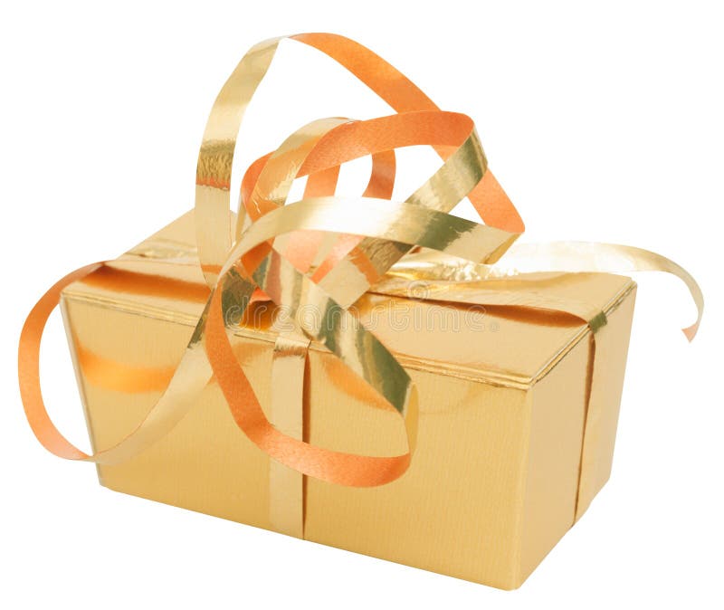 Golden wrapped gift box stock photo. Image of give, presents - 27996582