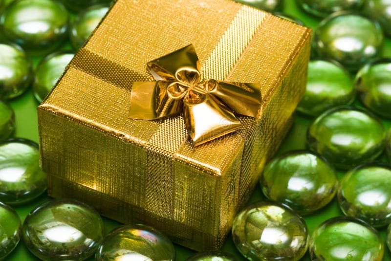 Golden gift box stock image. Image of merry, happy, gold - 7162481