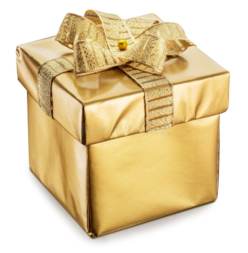 Golden Gift Boxes As a Symbol of Wishes and Celebration on White ...