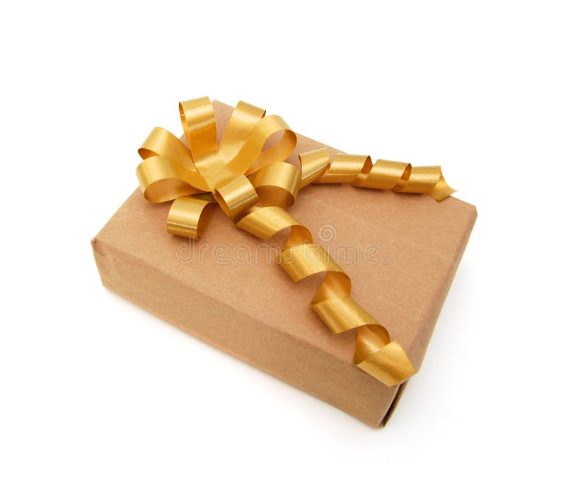 Golden gift box i stock image. Image of white, occasion - 26900731