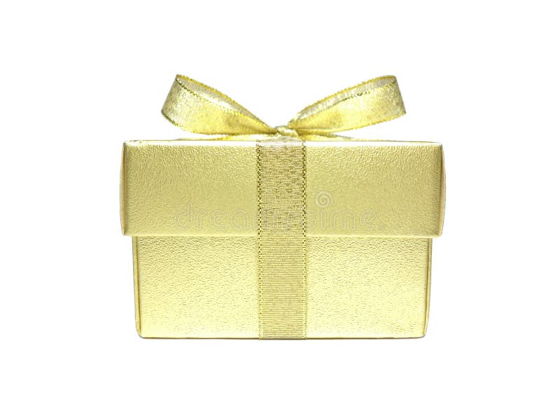 Golden Gift Box Isolated on White Background with Shadow Stock Image ...