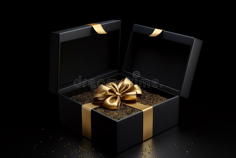 Golden Gift Box with Ribbon Gold Gift Box Golden Gift Box Stock ...