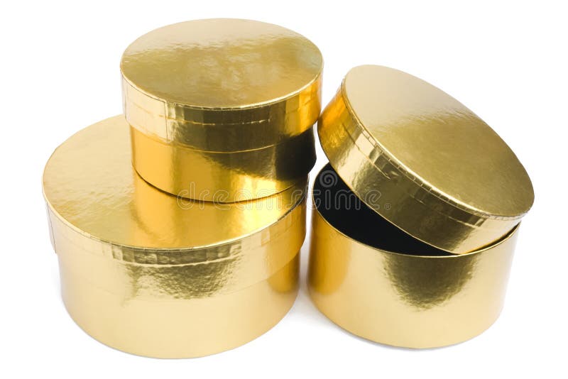 Golden gift boxes stock image. Image of shiny, cardboard - 21432897