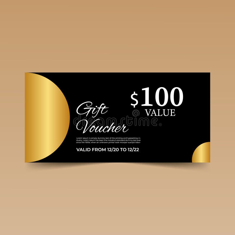Golden Gift Voucher Design Template Stock Vector - Illustration of ...