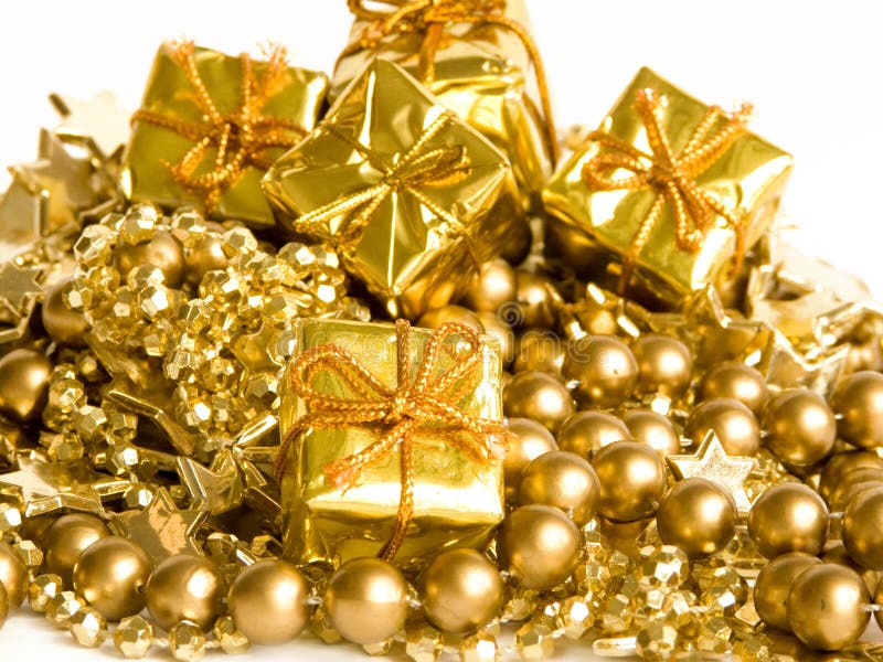 Golden gifts stock image. Image of ribbon, decorative - 11258711