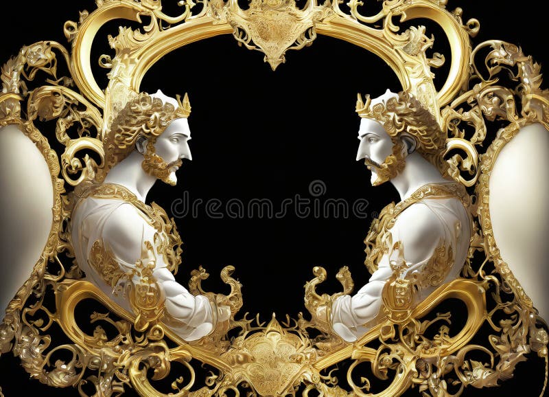 A Golden Gilded Frame with Copy Space. the Frame is Surrounded by Male ...