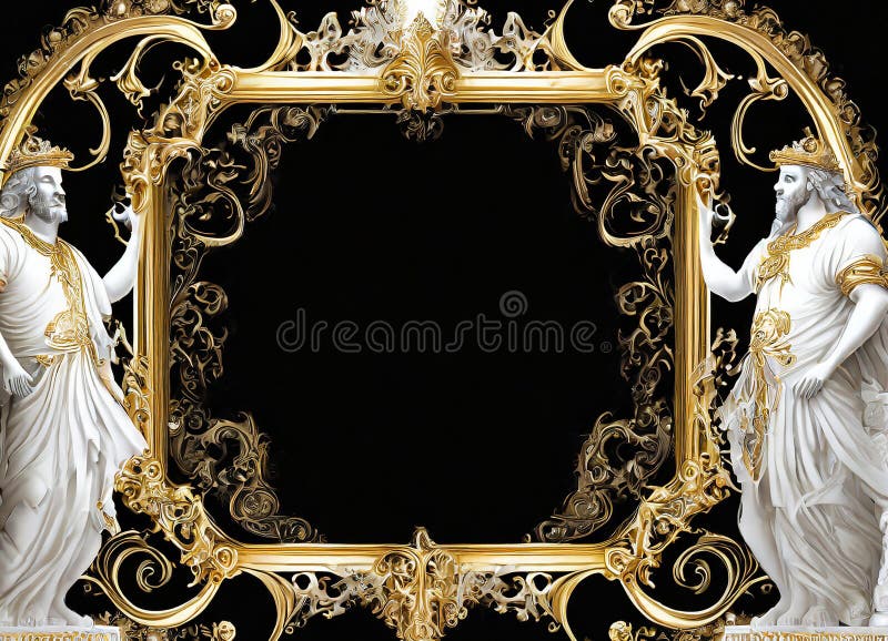 A Golden Gilded Frame with Copy Space. the Frame is Surrounded by Male ...