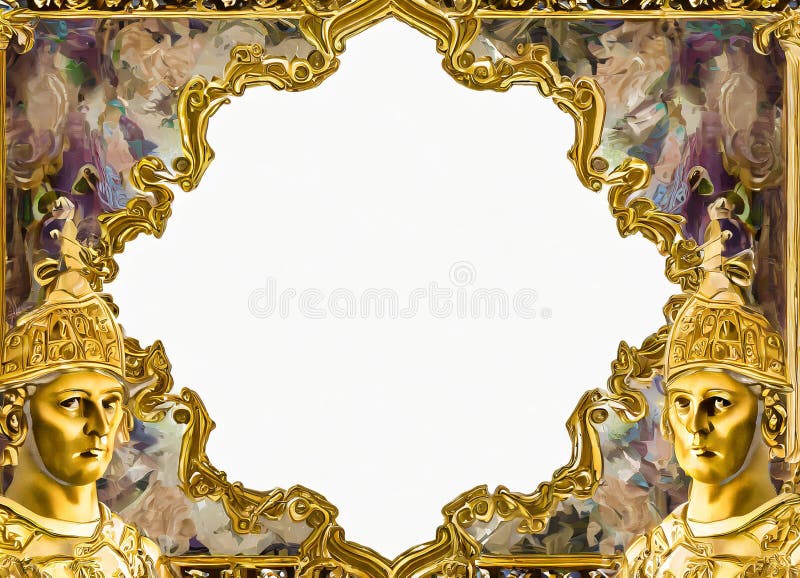 A Golden Gilded Frame with Copy Space. the Frame is Surrounded by Male ...