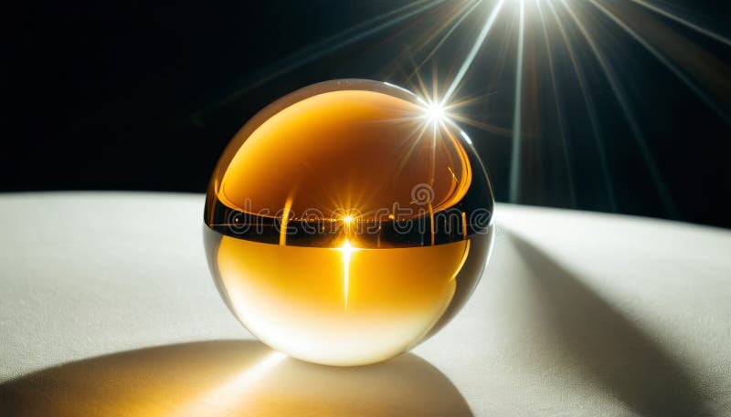 Golden Glass Sphere with Reflections Stock Photo - Image of clear ...