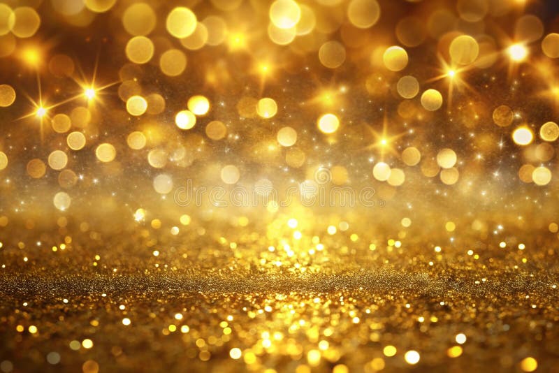 Golden Glitter Backdrop with Bokeh Lights Stock Illustration ...