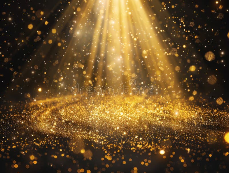 Golden Glitter Background with Light Rays Stock Illustration ...