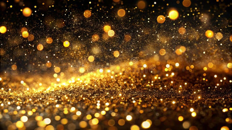 Golden Glitter Background with Sparkling Lights and Shimmering Dust. Generative AI Stock ...