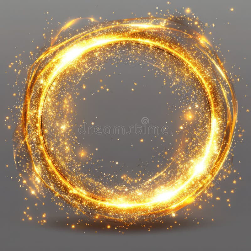 Golden Glitter Circle Sparkles Shine Bright Celebration,, Isolated on a ...