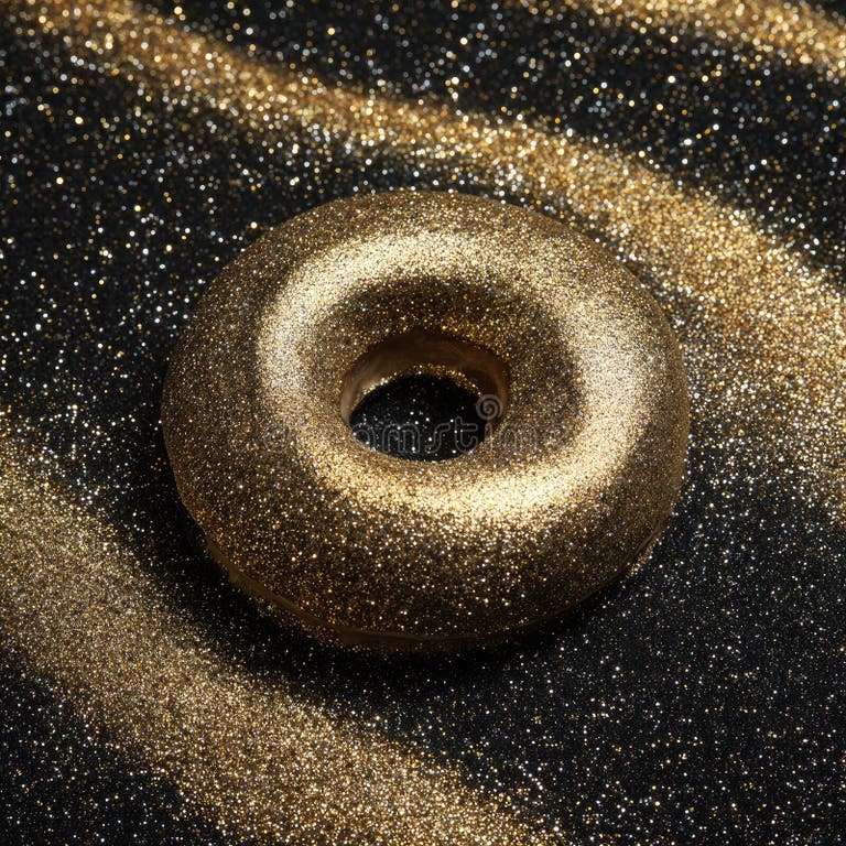Golden Glitter Donut stock illustration. Illustration of round - 389582159