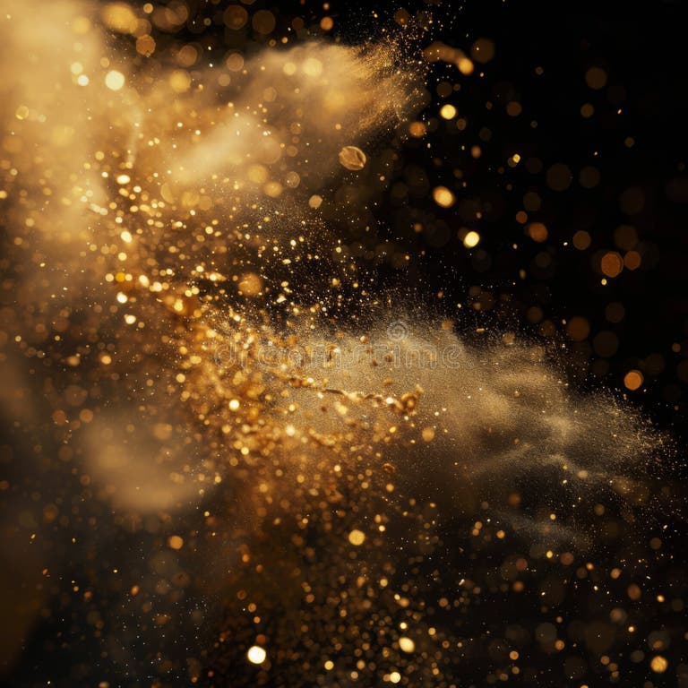 Golden Glitter and Dust Exploding in the Dark Stock Illustration ...